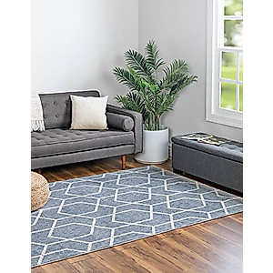 Unique Loom Eco Trellis Collection Area Rug - Mondo (Rectangular 7' 10" x 10' 0", Harbor Blue/ Ivory)