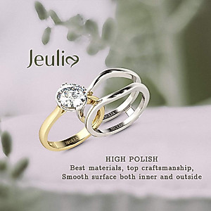 Jeulia 3.5ct Wedding Engagement Rings Set for Women Sterling Silver Round Cut Halo CZ Enhancer Ring Set Promise Anniversary Bridal Set Valentines Romantic Gift for her with Jewelry Box