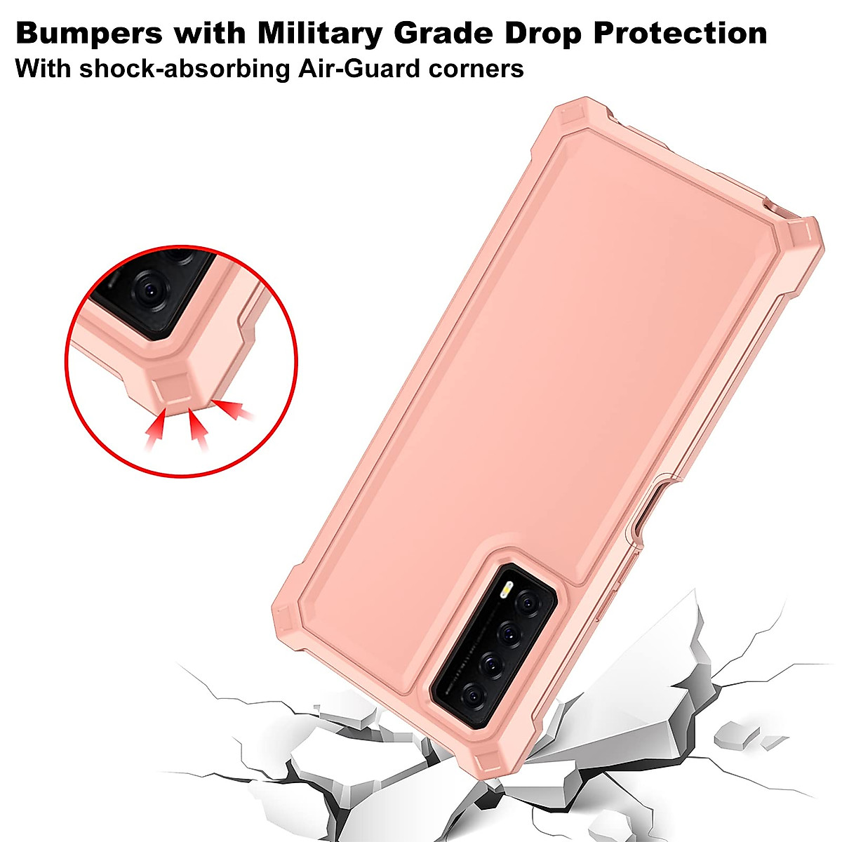 Ailiber for TCL Stylus 5G Case, TCL Stylus 5G(T779W) Phone Case with Screen Protector, Dual Layer Protection, Shockproof Corners TPU Bumper, Military Grade Protective Cover for TCL Stylus 5G-Rose Gold