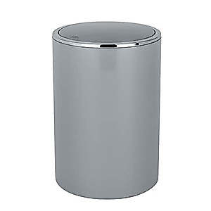 WENKO Inca Trash Can with Lid, Waste Bin with Swing Lid, Small Trash Can, Mini Trash Can, Small Garbage Can, Small Waste Basket, 1.3 Gal, Ø 7.28 x 10.04 in, Gray