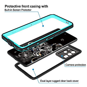 Ezanmull Galaxy S20+ / S20 Plus Case Waterproof with Built-in Screen Protector, Full Body Protection Underwater Shockproof Rugged Anti-Drop Protective Case for Samsung Galaxy S20 Plus 5G (Clear&Teal)