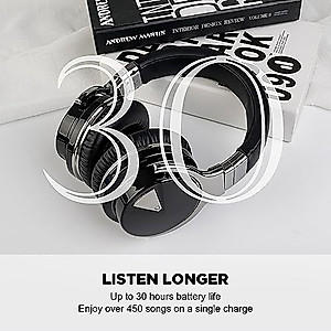 Active Noise Cancelling Headphones Bluetooth Headphones Wireless Headphones with Microphone Over Ear with Deep Bass, Comfortable, for Travel/Home/Office, 30 Hours Playtime, Black