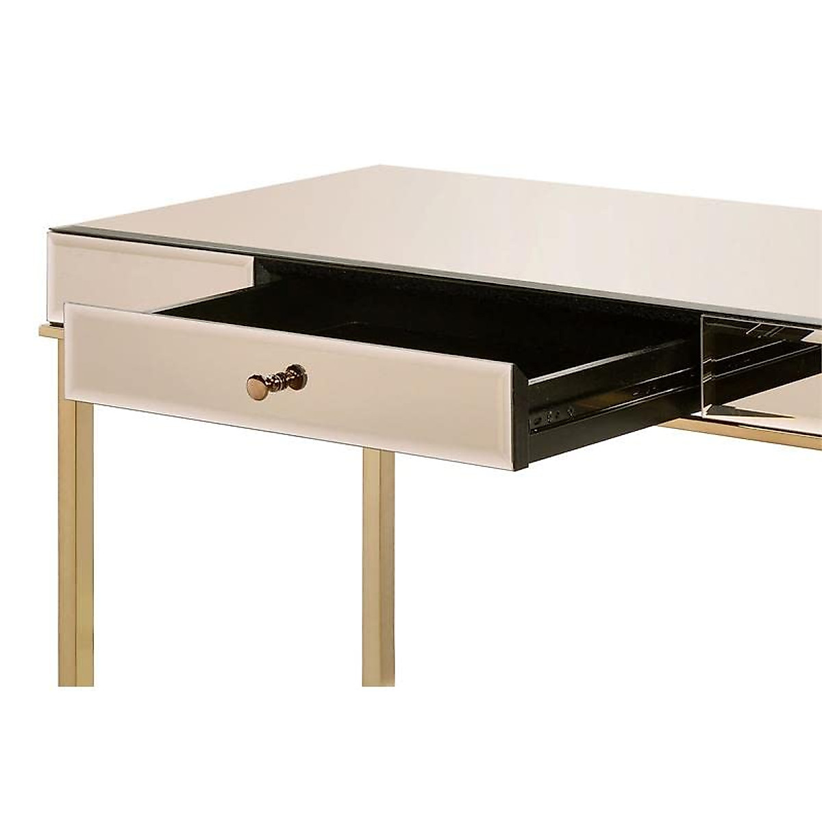 Acme Furniture Canine Writing Desk, Smoky Mirroed and Champagne Finish