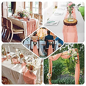 6 Pack 10Ft Blush Cheesecloth Table Runner 29''x120'' Gauze Semi-Sheer Table Runner Rustic Cheesecloth Table Cloth for Romantic Wedding Party Bridal Shower Birthday Dinner Boho Table Decor