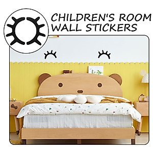 VOSAREA 2pcs Sleepy Eyes Wall Decor Wooden Eyelash Bedoom Wall Decoration Sleepy Eyes Wall Stickers Art Decals for Nursery Baby Room Kids Bedroom, Black