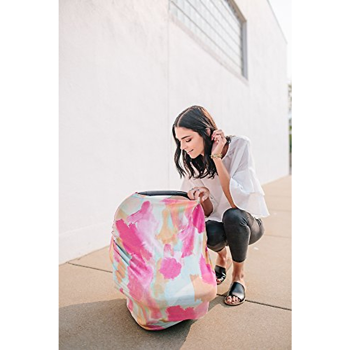 Baby Car Seat Cover Canopy and Nursing Cover Multi-Use Stretchy 5 in 1 Gift"Monet" by Copper Pearl