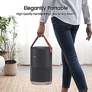 smartmi Air Purifiers for Home, Works with HomeKit Alexa, Smart Air Purifier with Handle, Auto Mode, 19db, 0.08 µm Particles Captured, P1 Dark Grey