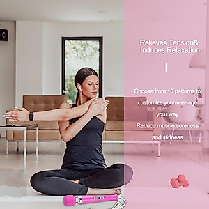 10 Speeds Wired Powerful Handheld Electric Back Massager with Strong Vibrations, Personal Therapy Massager for Sports Recovery, Muscle Aches, Body Pain-Rose red