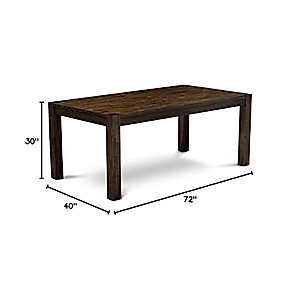 East West Furniture Wooden LM7-07-T Dinning Room Table Rectangular Tabletop and 72 x 40 x 30-Distressed Jacobean Finish