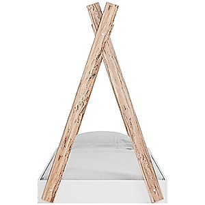 Signature Design by Ashley Piperton Modern Youth Tent Bed Frame, Full, Natural Wood & White