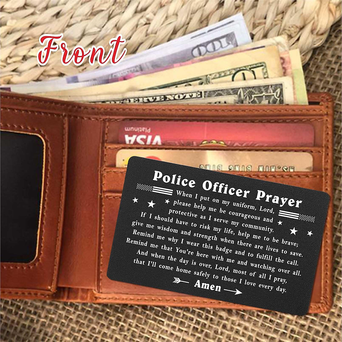 TGCNQ Police Officer Prayer Card - Police Gifts Prayer Engraved Wallet Card Insert - Police Officer Gifts for Men Women Police Graduates