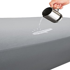 The Shrunks All-In-One Waterproof Mattress Protector Fitted Sheet for Baby Cribs and Toddler Beds Soft Natural Tencel Grey Fabric for Girls or Boys Perfect for Shrunks Toddler Travel Bed Air Mattress