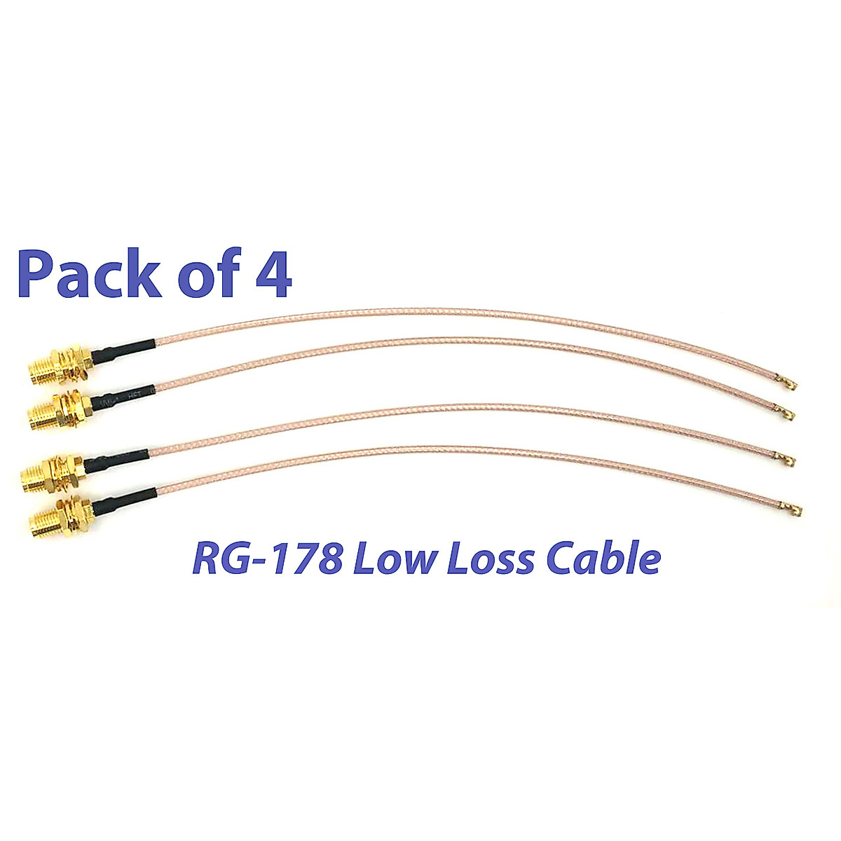 Pack of 4 RF U.FL(IPEX/IPX) Mini PCI to SMA Female Pigtail Antenna Wi-Fi Coaxial RG-178 Low Loss Cable (7 inches (17.8 cm)))