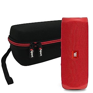 JBL FLIP 5 Portable Speaker IPX7 Waterproof Bundle with gSport Deluxe Hardshell Case (Red)