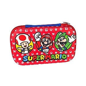 Innovative Designs Super Mario Pencil Case Set with Stickers and Gel Pens for Kids, Molded with Zip Closure, Red