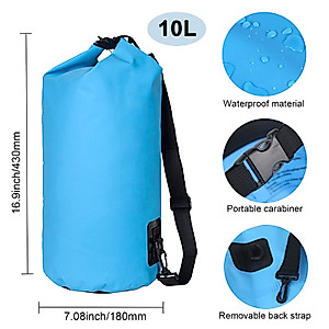 BOMEI PACK - Blue Waterproof Dry Bag for Kayaking, Beach, Rafting, Boating, Hiking, Camping and Fishing
