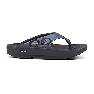 OOFOS Ooriginal Sport Sandal, Sport Graphite - Men’s Size 7, Women’s Size 9 - Lightweight Recovery Footwear - Reduces Stress on Feet, Joints & Back - Machine Washable - Hand-Painted Graphics