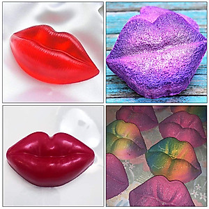 2 Pack Hot Lips Soap Molds, 3D Sexy Red Lips Kisses Collection Silicone Molds Chocolate Candy Bath Bomb Lotion Bar Mould Ice Cube Tray Cupcake Cake Baking Pan Wedding Party Supplies