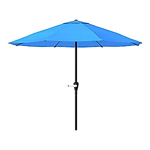 Pure Garden 9 Foot Aluminum Patio Umbrella with Auto Crank - Brilliant Blue