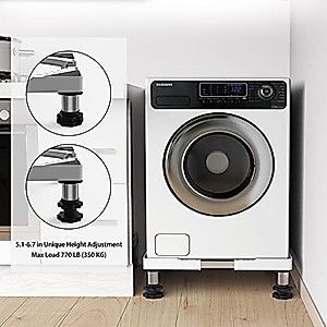 SEISSO Washing Machine Base Stand, with 4 Heavy Duty Adjustable Feet, Universal Multi-functional Base Holder for Dryer Refrigerator Furniture Washing Machine, Max Load 770 LB (350 KG)