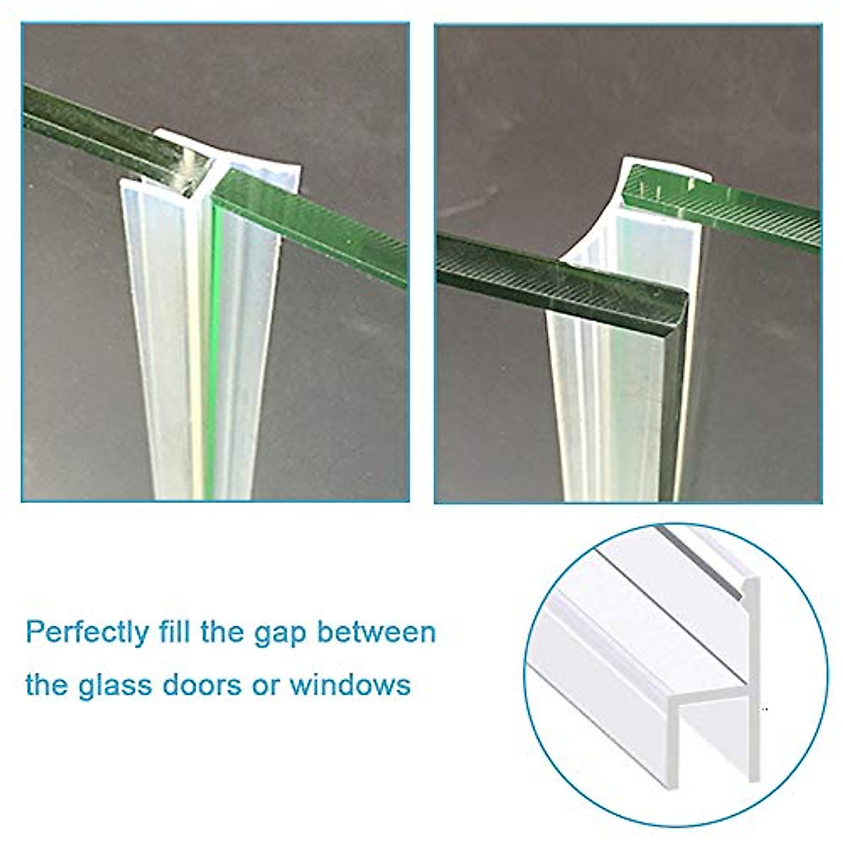 TSMST Glass Shower Door Seal Strip, 120 Inch Soft Shower Door Sweep Seal Strip to Stop Leaks for 3/8" Framelss Glass Door