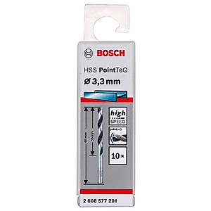 Bosch Professional 10-piece PointTeQ HSS Twist Drill Bit (for metal, 3.3 x 36 x 65 mm, drill driver accessories)
