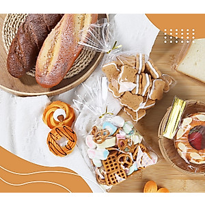 SUREHOME Cellophane Bags 100 Pack Clear Cellophane Treat Bags 6x10 In Cello Candy Bags for Party Favors Clear Gift Bags with Ties Plastic Gift Bags for Gift Giving Cookies Bakery Popcorn Goodie Wraps