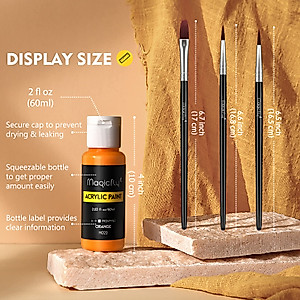 Magicfly Acrylic Paint Set (2fl oz/60ml), 20 Colours Outdoor Acrylic Paint with 3 Paint Brushes, Waterproof, Non-Toxic Craft Paints for Canvas, Wood, Rocks, Fabric, Leather, Ceramic and Model