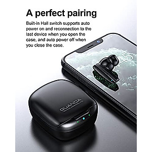 True Wireless Stereo Bluetooth Earbuds with Charging Case, Bluetooth 5.0 in-Ear Stereo Headphones, Built-in Mic, Premium Sound Earphones, Deep Bass, HiFi Audio, Sports Black