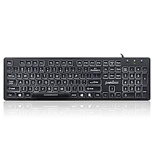 Perixx PERIBOARD-317 Wired Backlit USB Keyboard, Big Print Letter with White Illuminated LED, US English Layout
