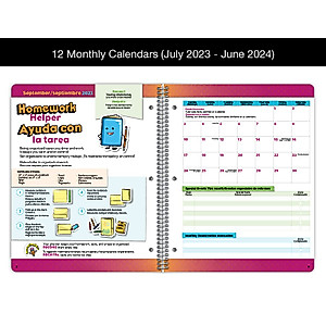 Dated Bilingual Elementary Student Planner for the 2023-2024 Academic School Year, Large (8.5" by 11") Matrix Style Datebook with Classic Bilingual Elementary Matrix Cover