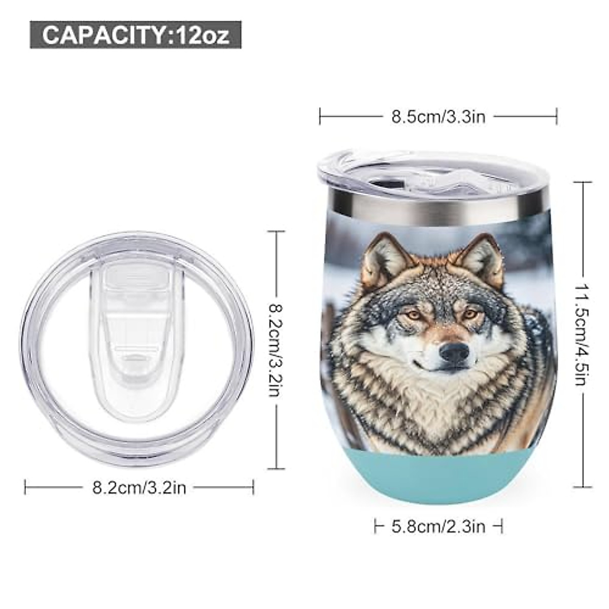 OPTKSNCU 304 Stainless Steel Insulated Cup with Lid, Winter Farm Style Wolf Print Durable, And Easy to Clean – Ideal for Home, Office, And Gift Giving