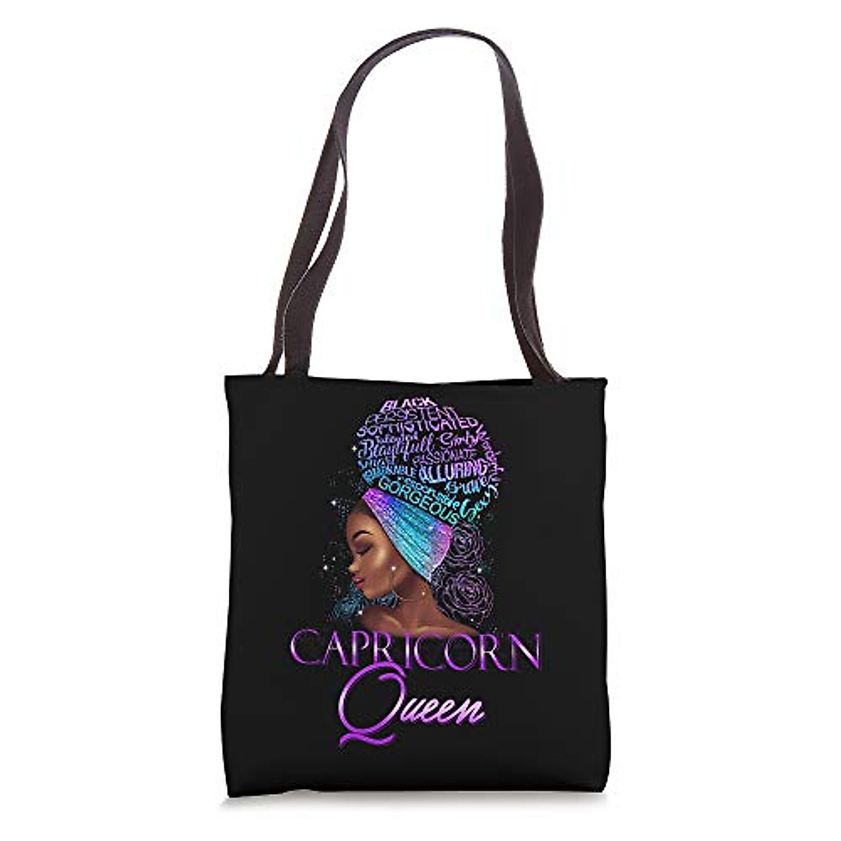 Purple Capricorn Queen African American December January Tote Bag