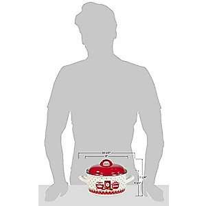 Red Co. Medium Enameled Cookware 8" Belly Deep Metal Induction Stockpot with Lid, Vintage Red Margarine Design Print, 3 Quart