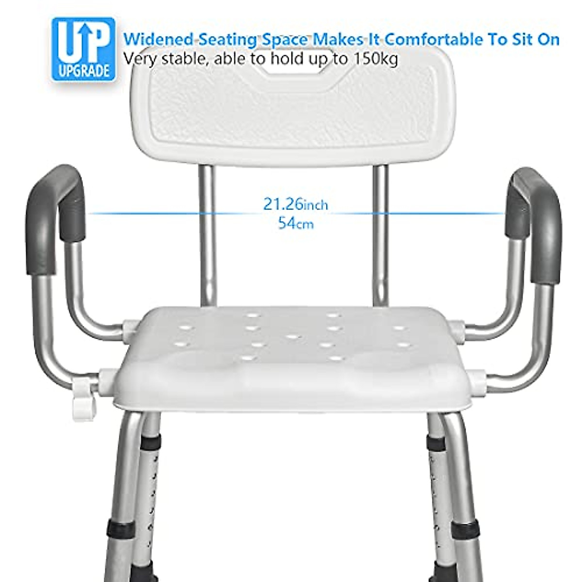 Morimoe Shower Chair for Elderly,Wide Seat,Easy Assembly,Adjustable Height,Non-Slip Feet