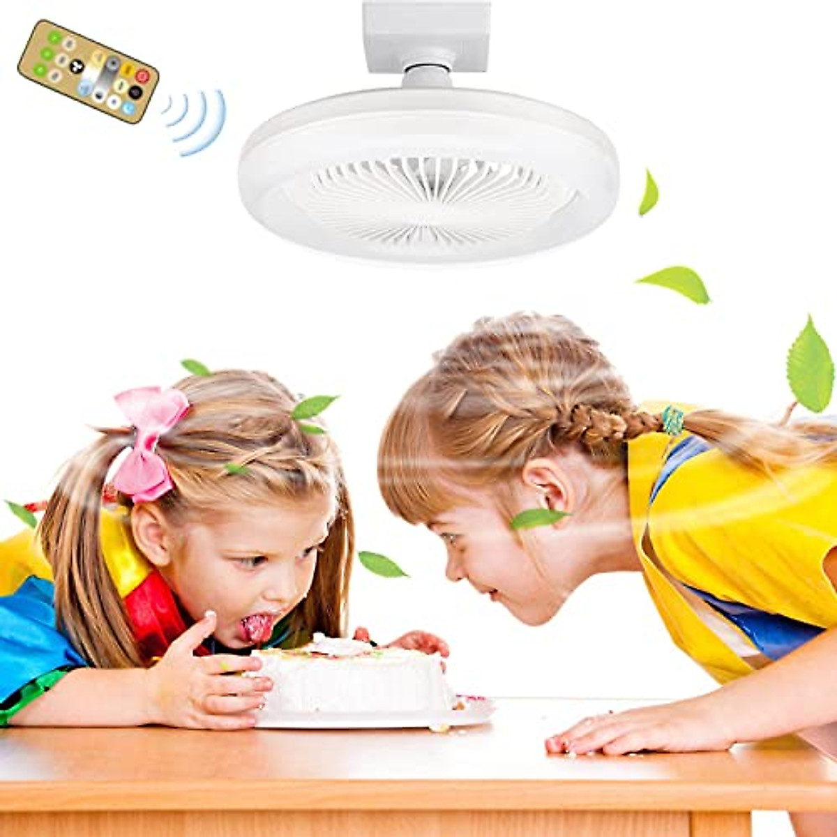 Fan Light, Ceiling Fans with Lights and Remote Ceiling Fan with Lights, Enclosed Low Profile Fan Light, Ceiling Light Hidden Electric Fan Delier with Remote Control Modern Ceiling Fan with Light