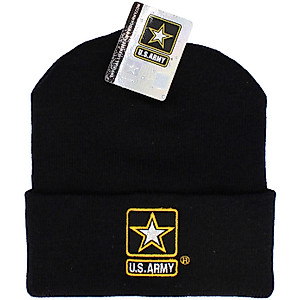 USARMY-SKIHAT-01 BLK-GLD US Army Official Licensed Premium Quality Vintage Distressed Veteran Military Star Baseball Cap