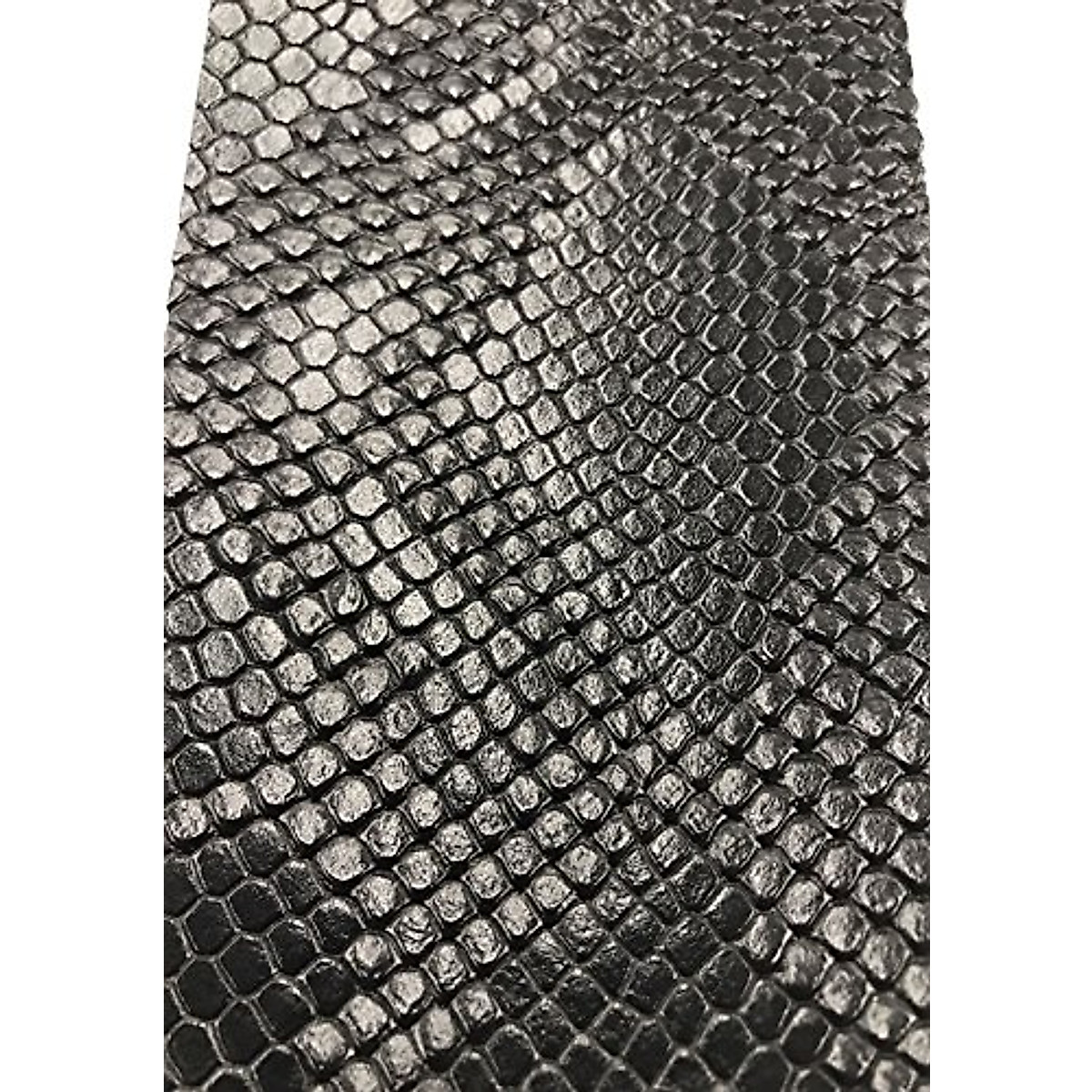 New Creations Fabric & Foam Inc, Faux Viper Snake Skin Vinyl-Faux Leather-3D Scales Fabric by The Yard, Black