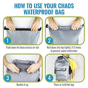 Chaos Ready Waterproof Dry Bag Backpack | Marine Dry Bag For Kayaking, Fishing, Gray,