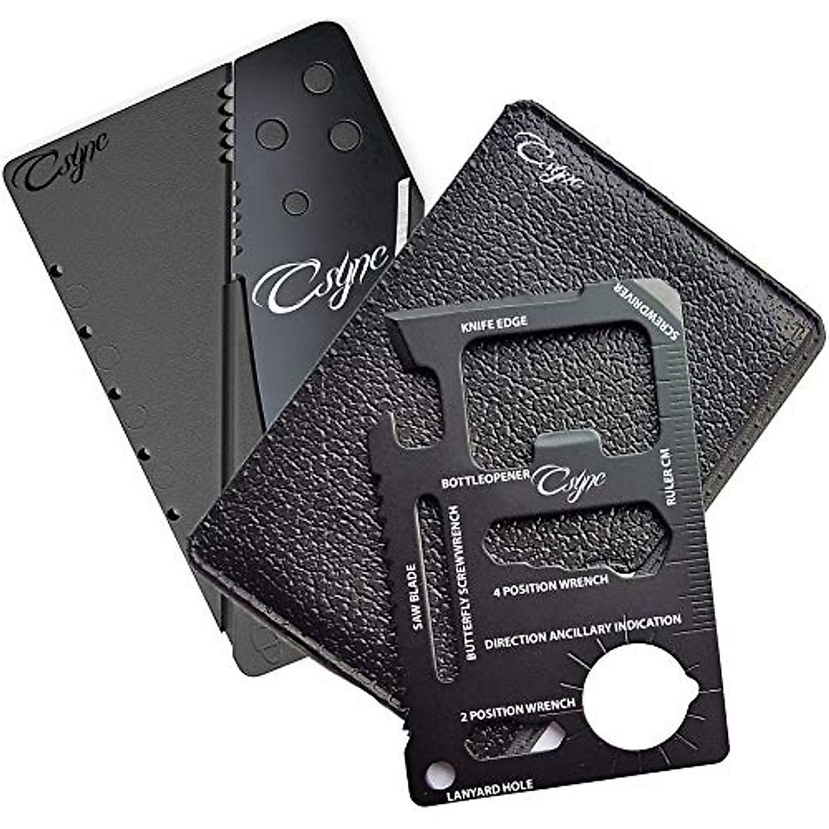 Card Size Multitool and Knife Unique Gifts Set for Men Perfect Fits in Husband Boyfriend Father Wallet Stocking Stuffers for Him Christmas Gifts for Him (set of 2 Items)