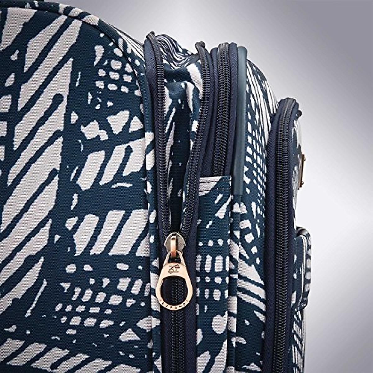 American Tourister Belle Voyage Softside Luggage with Spinner Wheels, Floral Indigo Sand, Checked-Medium 25-Inch