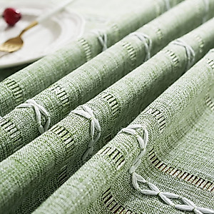 Chassic 60 x 84 inches Farmhouse Style Linen tablecloths, Wrinkle Resistant Washable Dining Room Table Cloths for Rectangle Tables - Hemstitch Sage Green