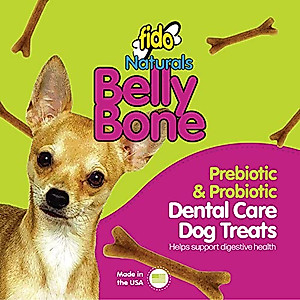 Fido Belly Bones for Dogs, Yogurt Flavored Mini Dog Dental Treats - 21 Treats Per Pack (3 Pack) - for Small Dogs (Made in USA) - Plaque and Tartar Control for Fresh Breath, Digestive Health Support