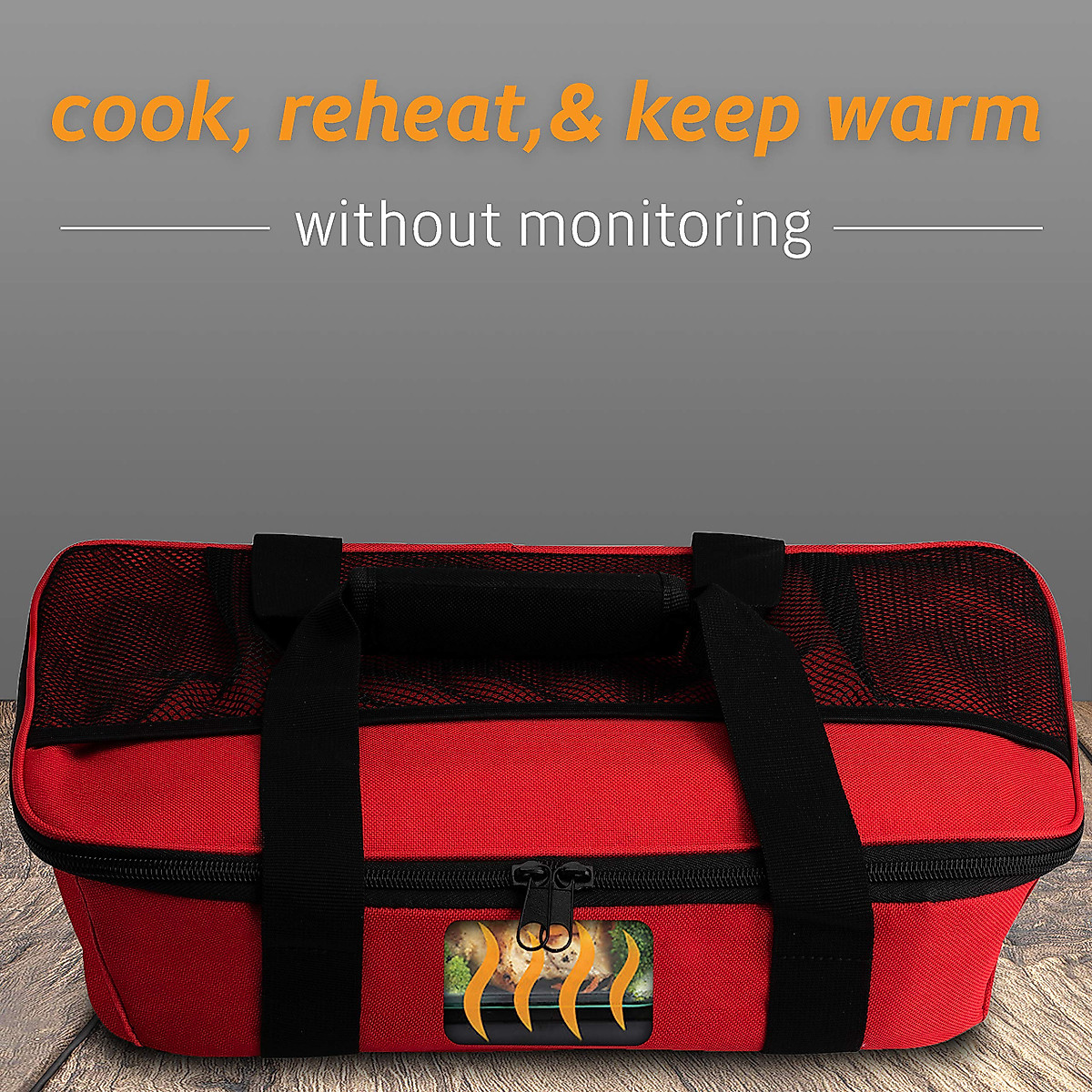 HOTLOGIC Food Warming Tote, Casserole Carrier 120V, Red