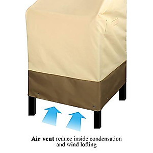 High Back Patio Chair Covers Waterproof Heavy Duty Stackable Outdoor Bar Stool Cover Beige Patio Furniture Covers Outside Lounge Deep Seat Covers, Lawn Chair Covers, High Back, Beige and Brown, 1 Pack