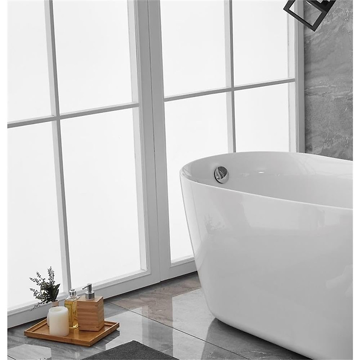 Elegant Decor Indoor Modern 59 inch soaking single slipper bathtub in glossy white