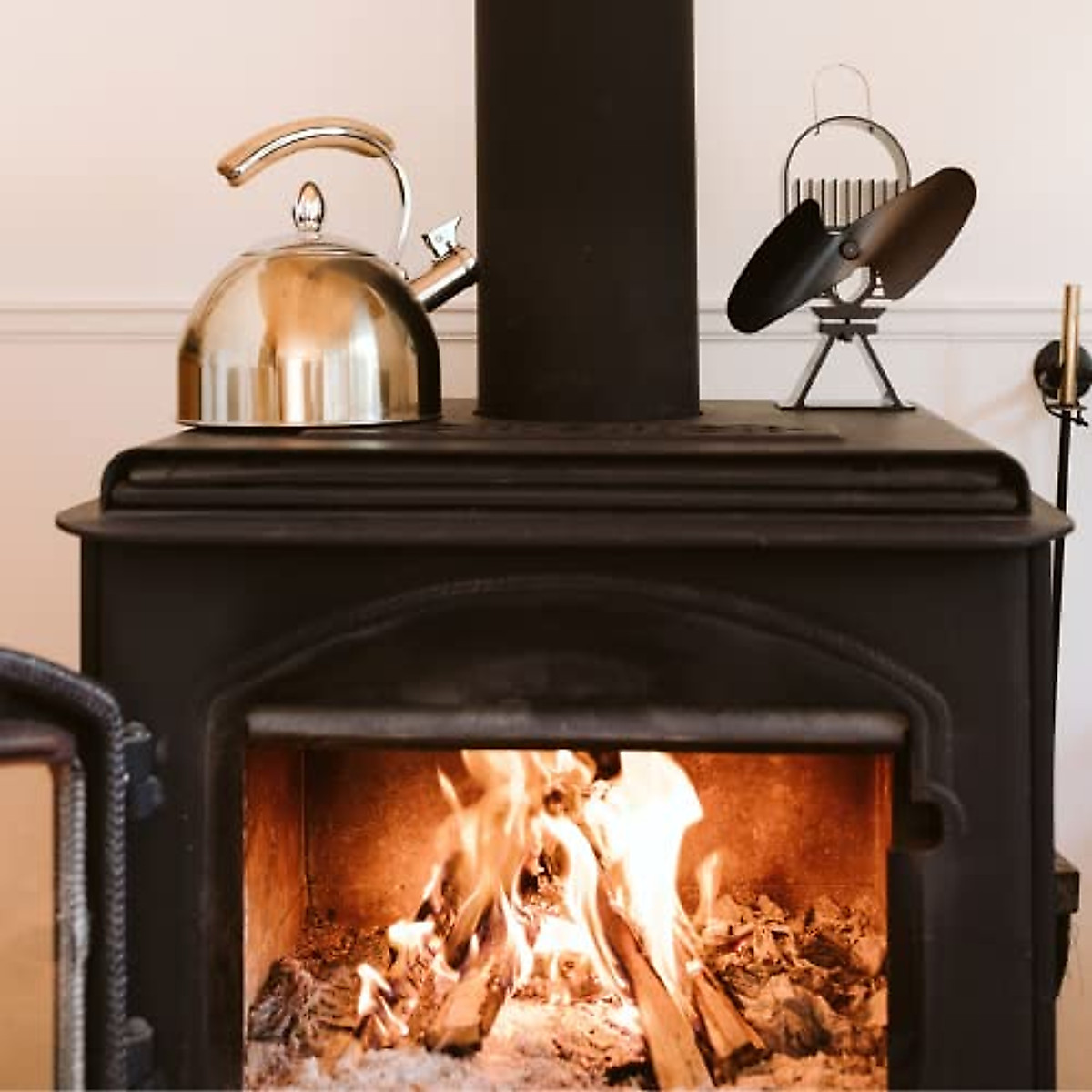 Ecofan® AirDeco II, Superior Performance Stove Fan, Heat Powered, Contemporary Style. Low Start Temperature, 190CFM Black Blade, Large-Sized