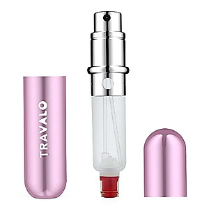 Travalo Classic Perfume Atomizer - U refill system - Elegant Metal Travel Atomiser - TSA Flight Approved Portable Mini Refillable Empty spray Bottle Glass-free Scent Pump Case - Pink 0.17 oz / 5ml