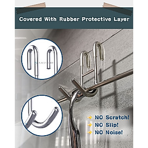 NACETURE Over Shower Door Hooks (3 Pack) Towel Hooks Towel Hanger for Bathroom No Drill Frameless Glass –Stainless Steel Bar Holder, Shower Squeegee Rack, Glass Robe Hook for Organize (Clear 3 Pack)