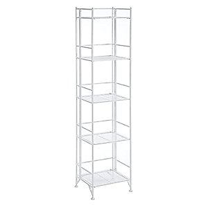 Xtra Storage 5 Tier Folding Metal Shelf (Color : White)